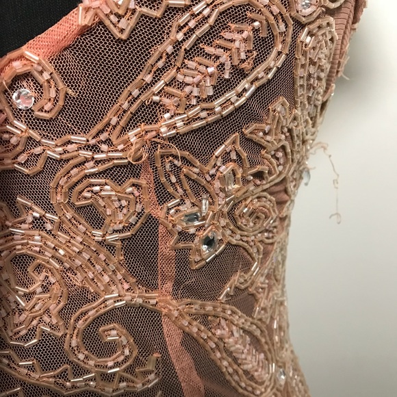 Vintage | Tops | Beaded Sheer Top Peach Silver Small | Poshmark